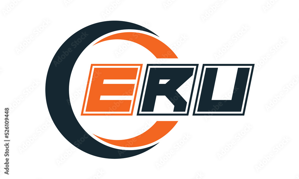 ERU three-letter circle logo design. custom font logo vector template ...