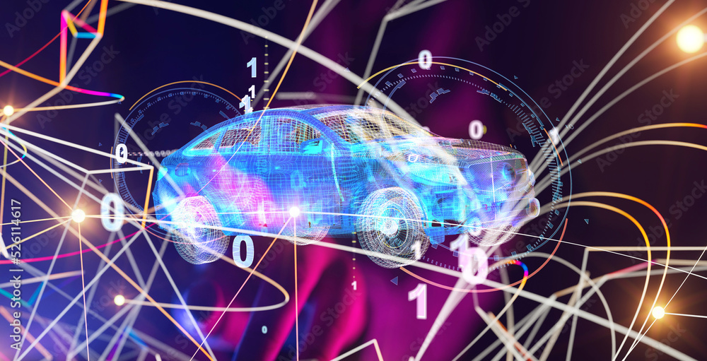 digital car technology smart in virtuel room Stock Photo | Adobe Stock