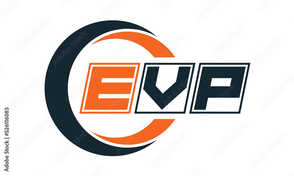 EVP three-letter circle logo design. custom font logo vector template ...