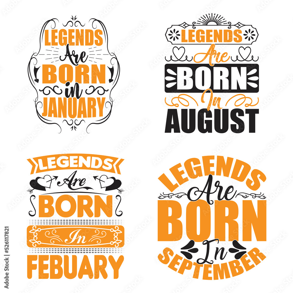 Legend Born SVG And T-shirt Design Bundle, Legend SVG Quotes Design t ...