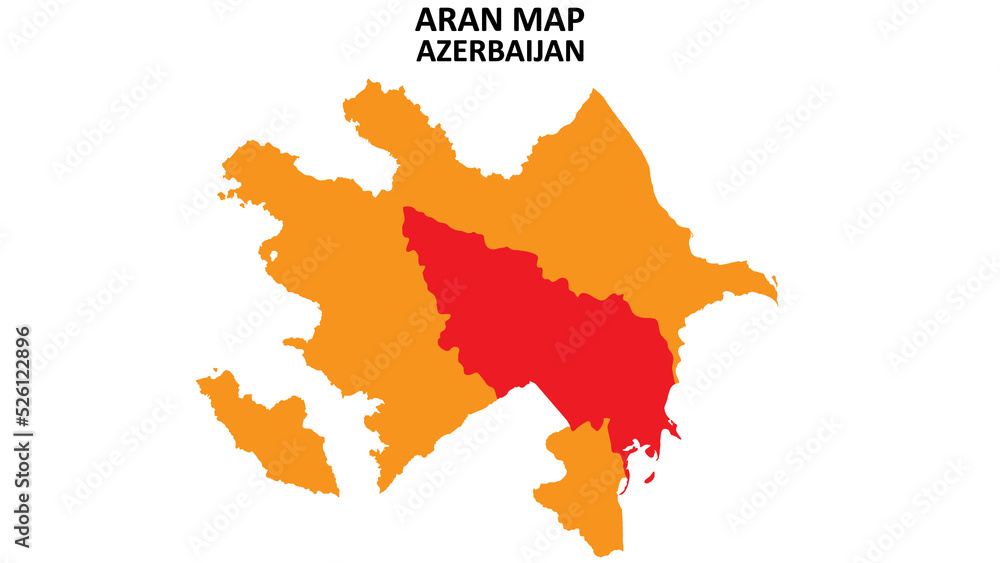 Aran State and regions map highlighted on Azerbaijan map. ilustração do ...