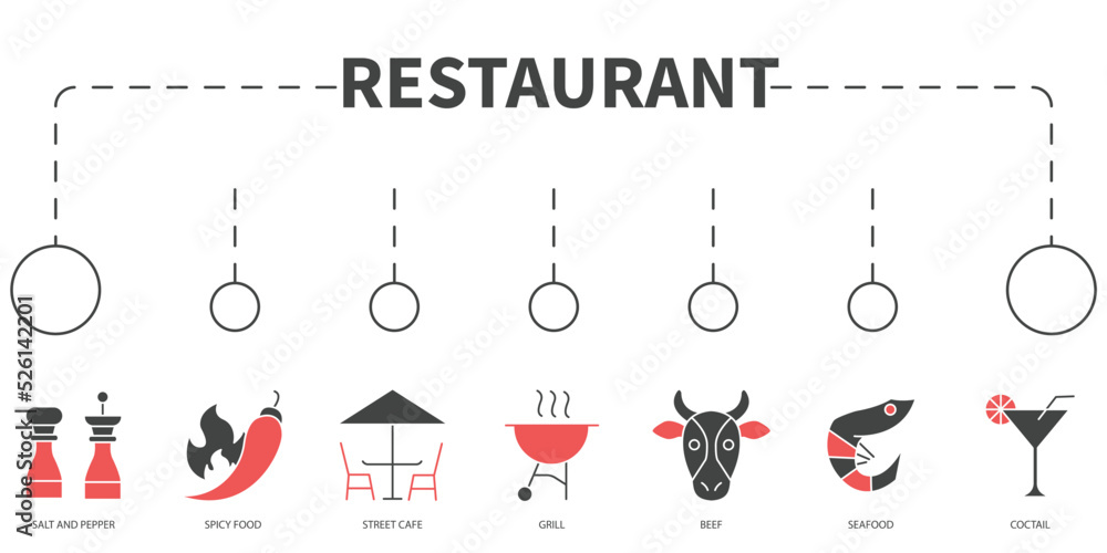 food and drink menu Vector Illustration concept. Banner with icons and ...