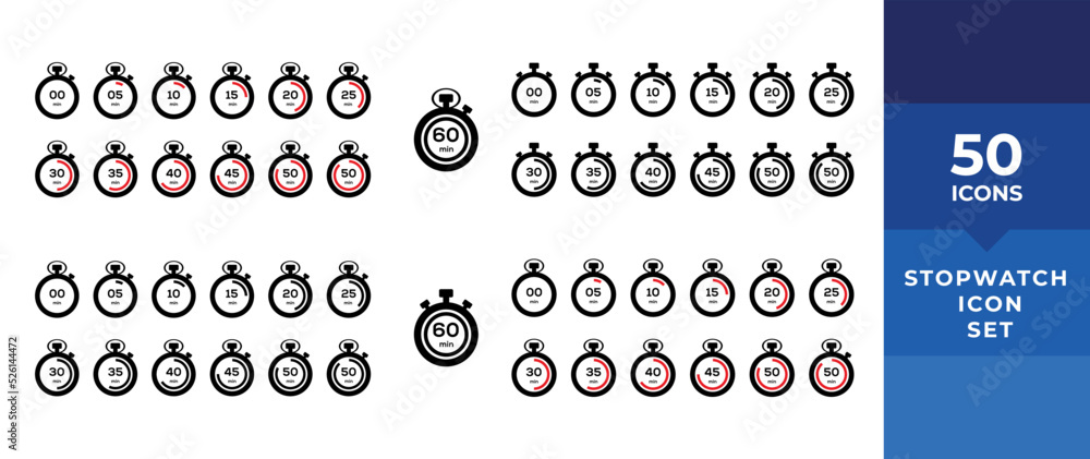 Timer Icon Set Stopwatch Timer Collection Timer Or Clock Symbol