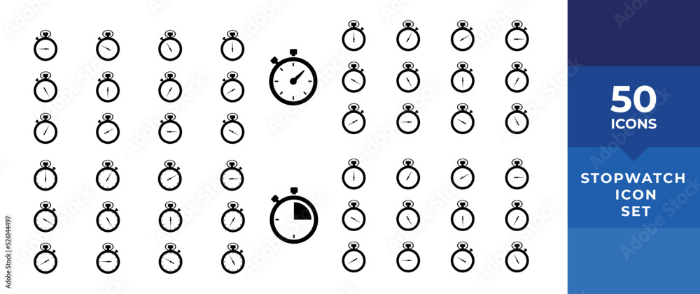 Timer icon set. Stopwatch timer collection. Timer or clock symbol ...