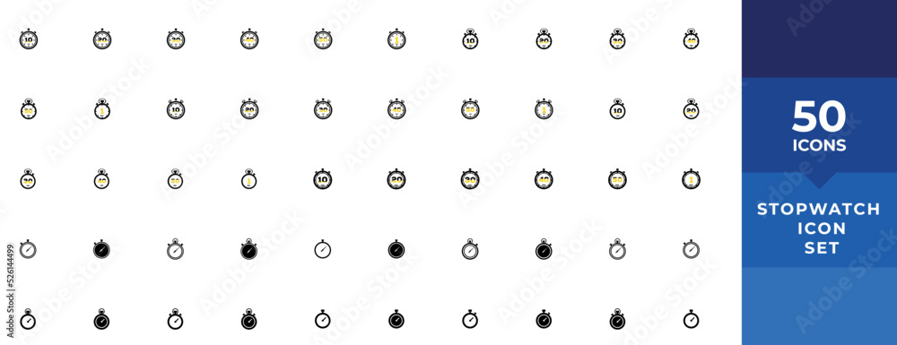Timer Icon Set Stopwatch Timer Collection Timer Or Clock Symbol Countdown Circle Clock