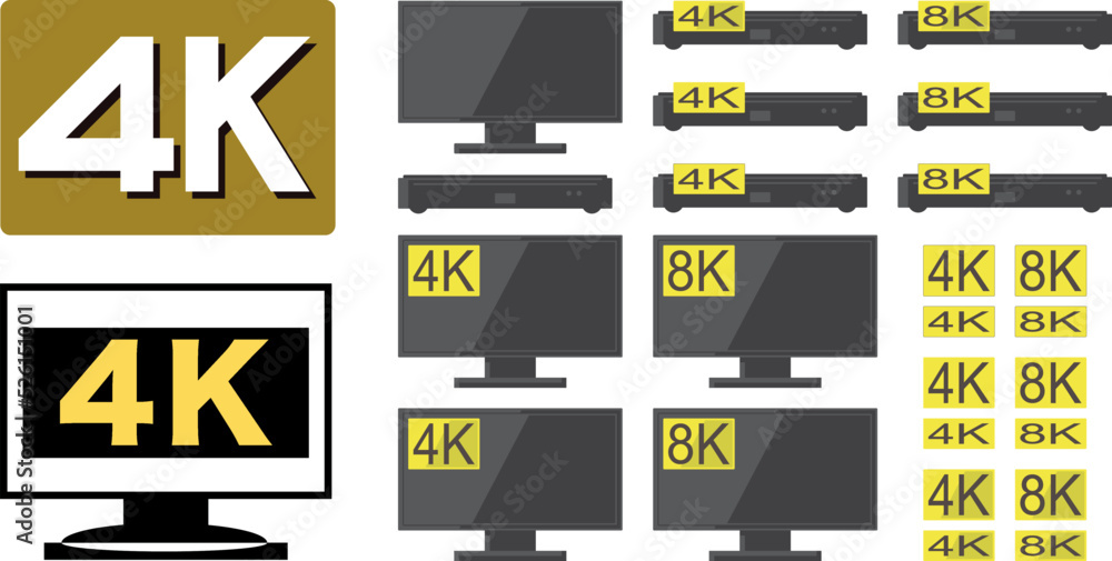 4k, 8k Ultra Hd icon. Vector 4K UHD TV symbol of the high definition ...
