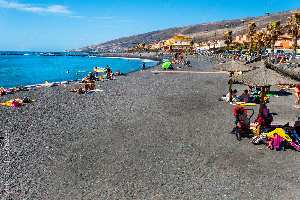 Black sand beach in Las Eras, Tenerife, Canary Islands. Stock Photo ...