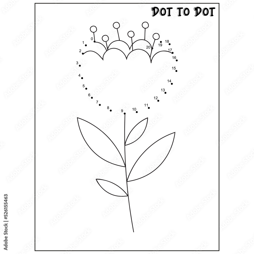 Flower connect the dots activities Stock Vector | Adobe Stock