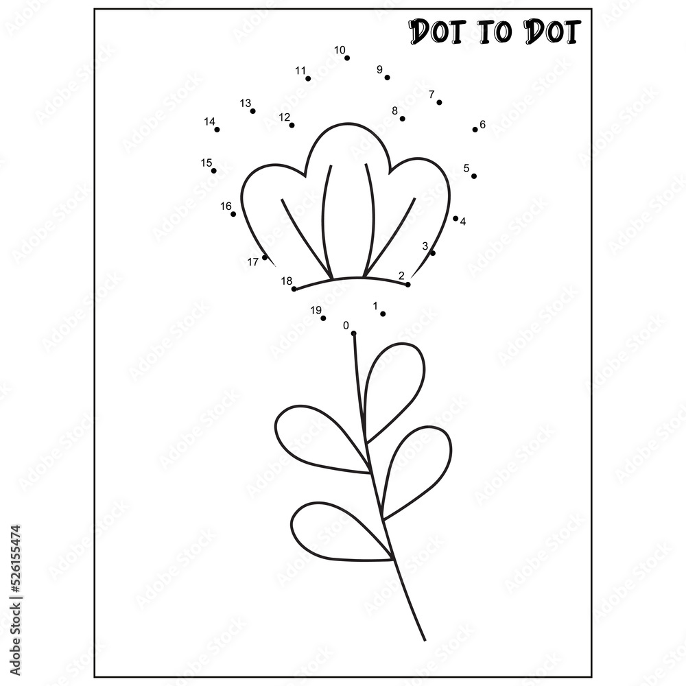 Flower connect the dots activities Stock Vector | Adobe Stock