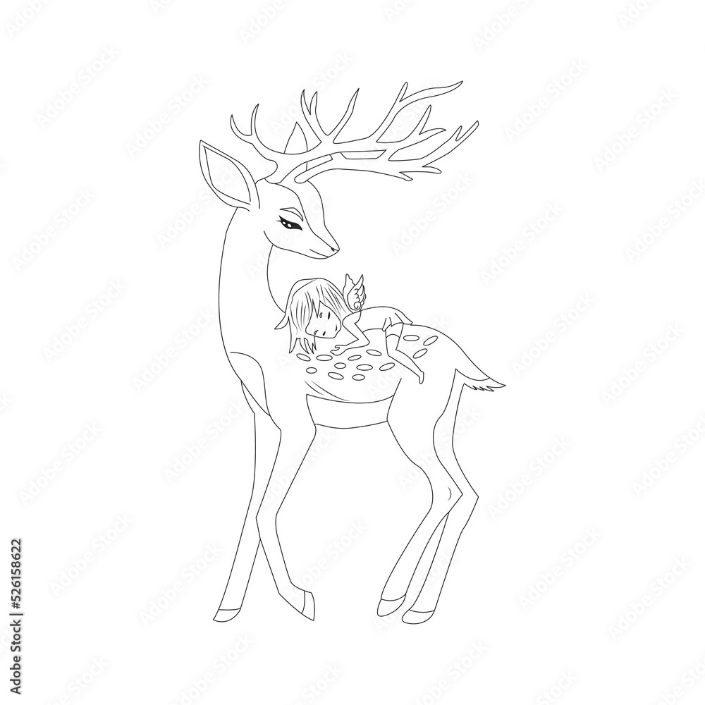 Deer Coloring Book for Children and Unique Animal Collection Of Cartoon ...