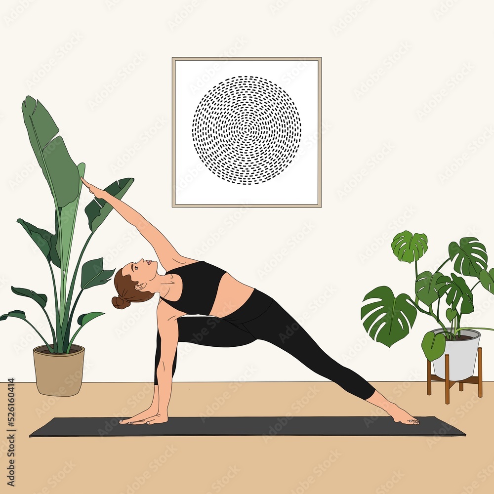 Extended Side Angle / Utthita Parsvakonasana. Flexible beautiful slim ...