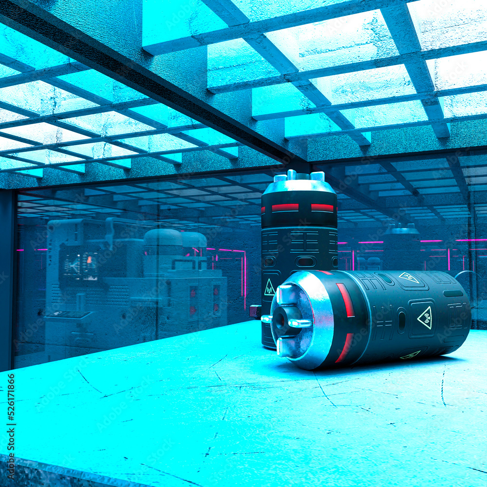 close on the container of the cloning place in the cyberpunk age ...