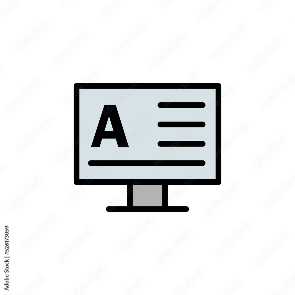 monitor, word A icon. Can be used for web, logo, mobile app, UI, UX on ...