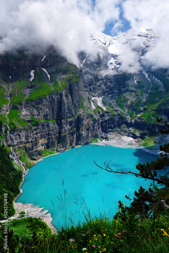 Oeschinen Lake (Oeschinensee) in Kandersteg, the Bernese Oberland ...