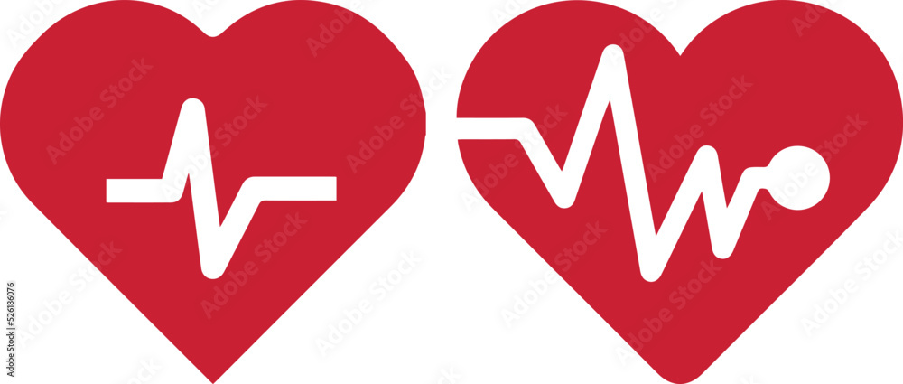 Heart icon with a plus. Cardiogram heart icon set. Medical health care ...