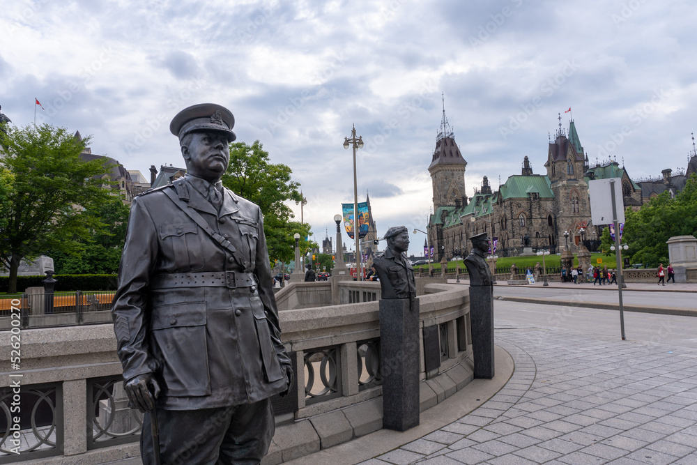 Ottawa, Canada: Valiants Memorial, collection of nine busts and five ...