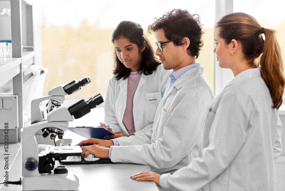 science research, work and people concept - international team of ...