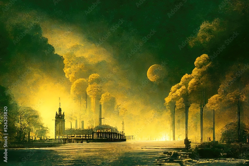 Victorian Era Climate Pollution Scene Stock Illustration | Adobe Stock