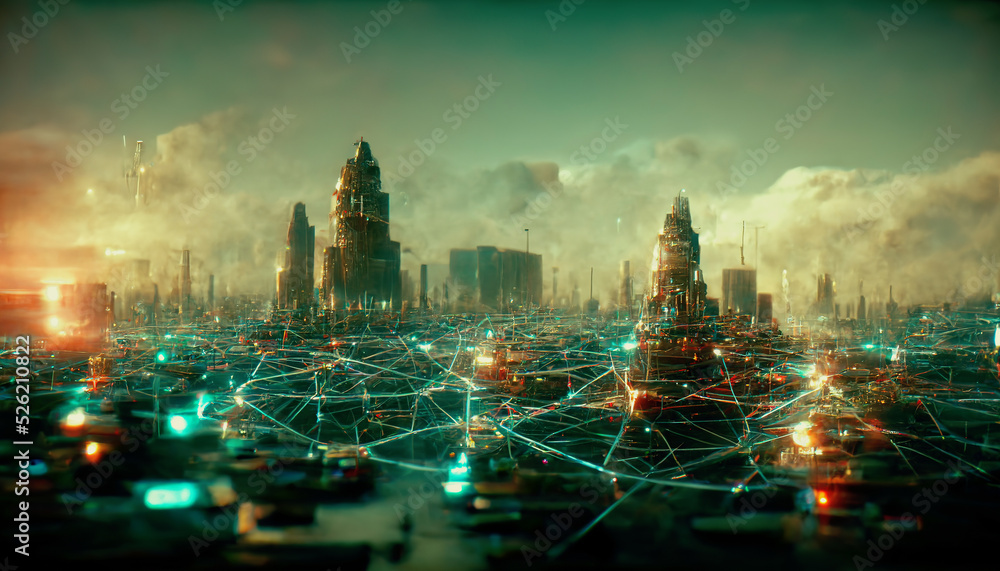 The concept of a high-speed internet connection visualized as cables ...