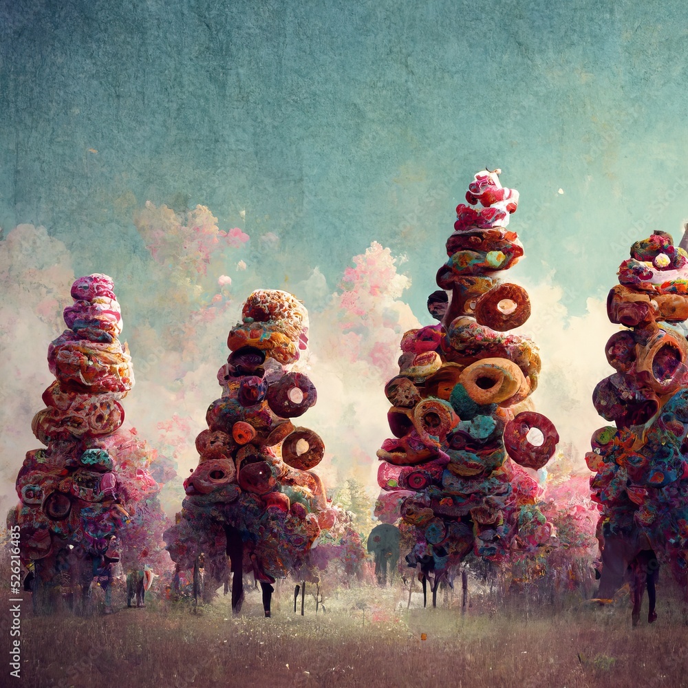 Fantasy donut land with desserts and sweets doughnut candyland, sweet ...