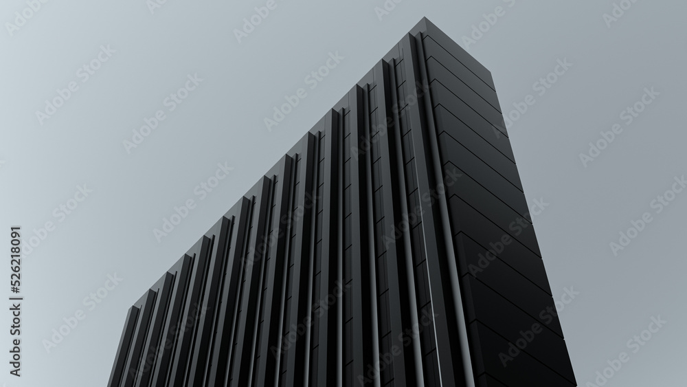 Architectural modern building design. Colorless black building design ...