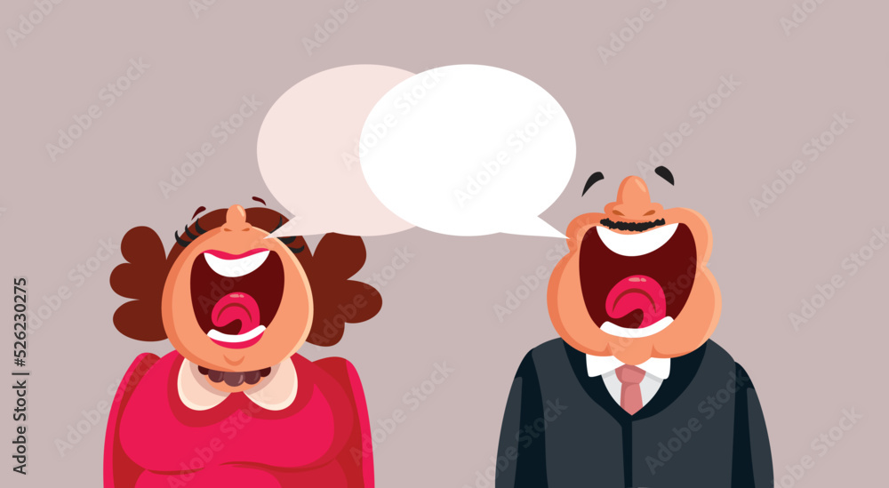 Mature Couple Speaking and Arguing Vector Cartoon Illustration. Husband ...
