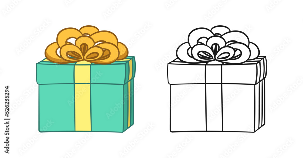 Gift box with bow cartoon clipart. Christmas or birthday present ...