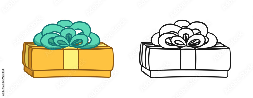 Gift box with bow cartoon clipart. Christmas or birthday present ...