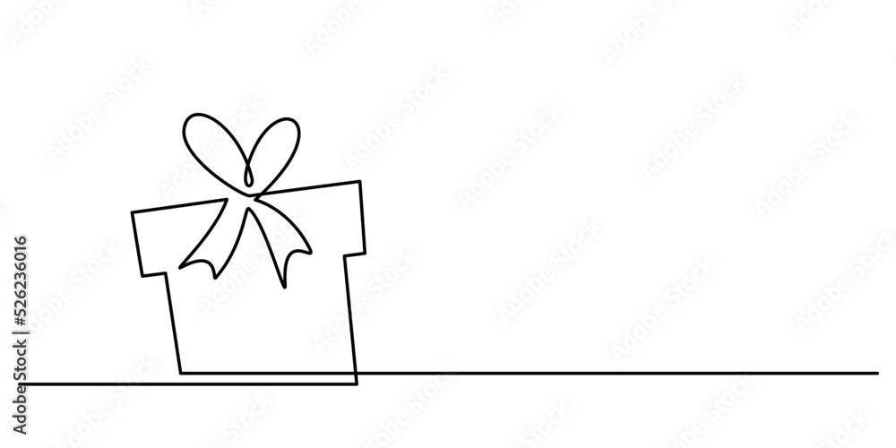 continuous line drawing of gift box minimal style Stock Vector | Adobe ...