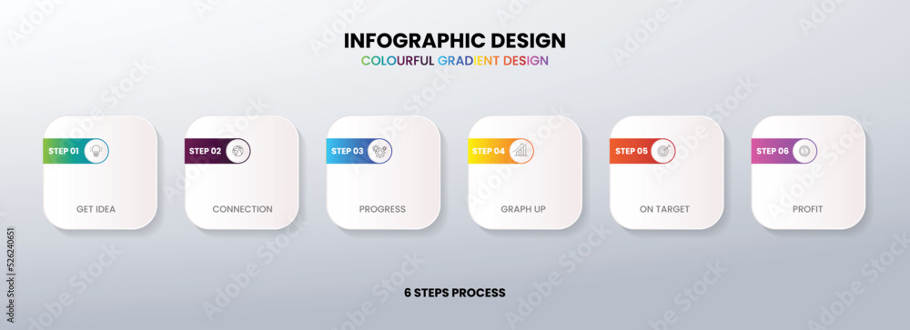 Vetor do Stock: Line step infographic. 6 options workflow diagram, circle timeline number ...