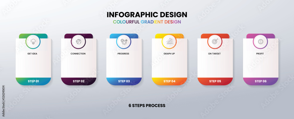 Line step infographic. 6 options workflow diagram, circle timeline number infograph, process ...