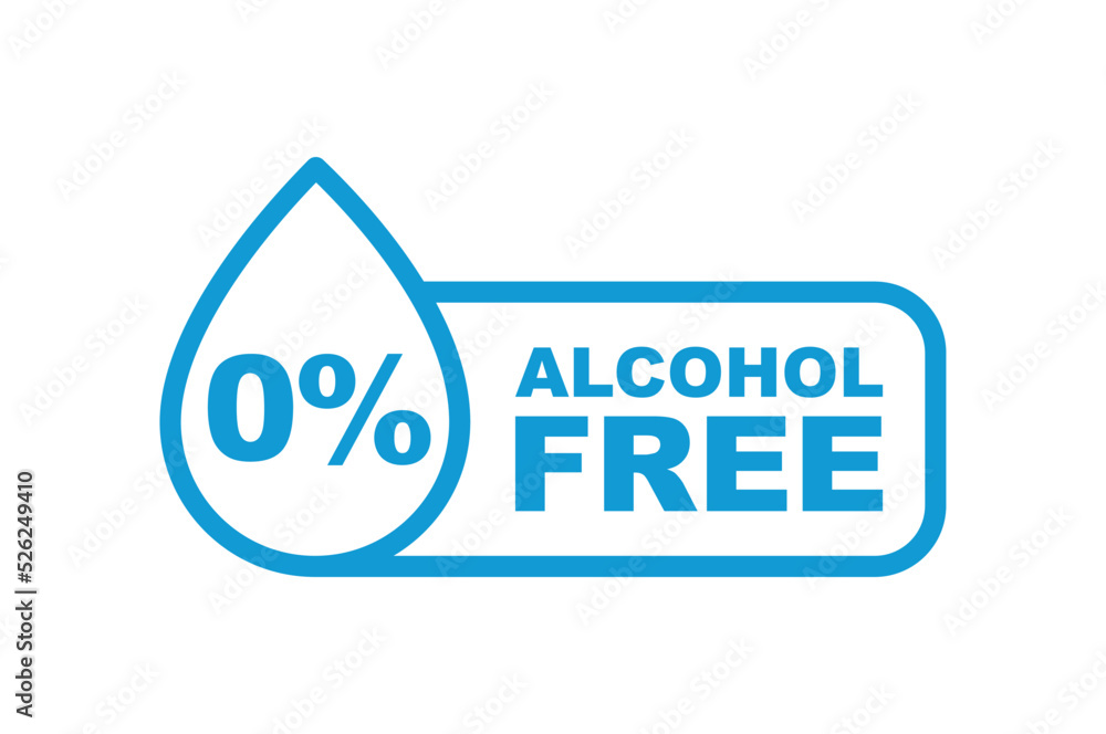 Alcohol free vector icon. Zero alcohol symbol. Alcohol no label. Non ...