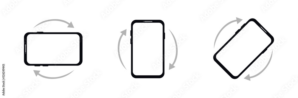 Rotate smartphone. Rotation symbol mobile phone. Device screen turn ...