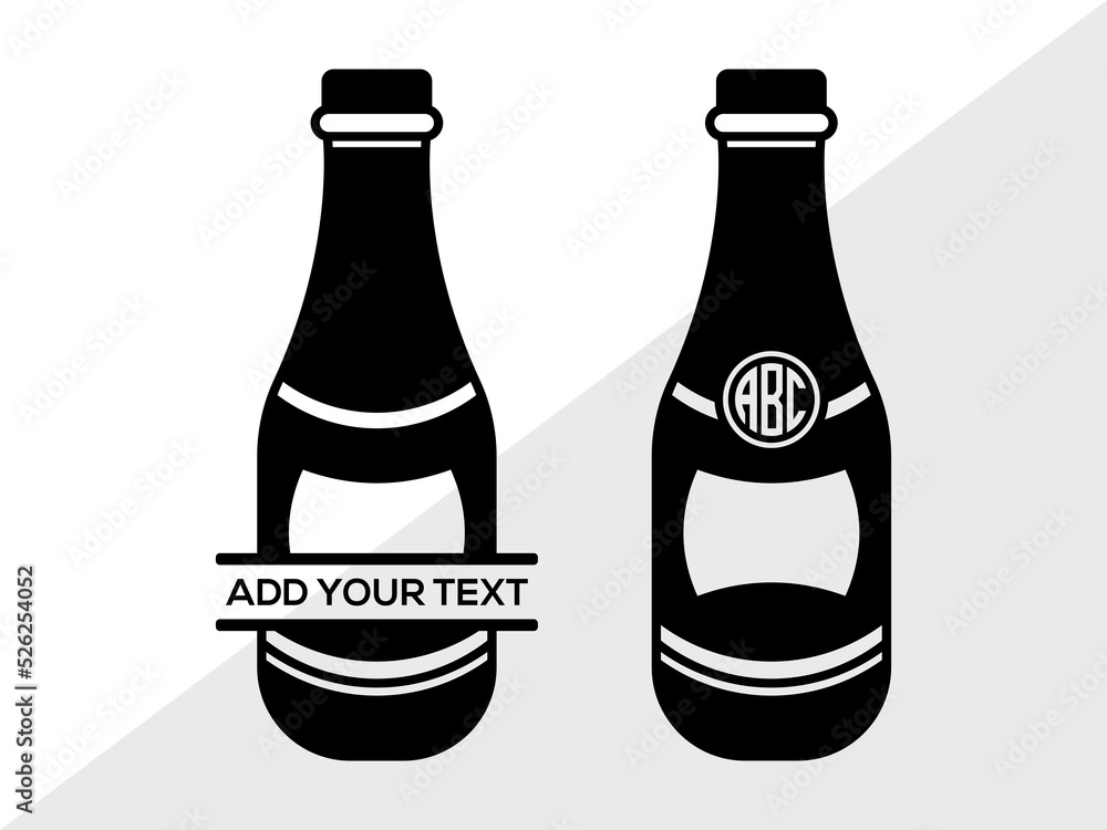 Stockvector Drinks Bottle Monogram SVG, Soda Pop Bottle svg, Beverage ...