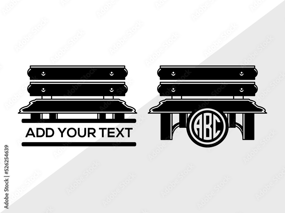 Vecteur Stock Park Bench Monogram SVG, Bench svg, Wooden Bench Svg ...