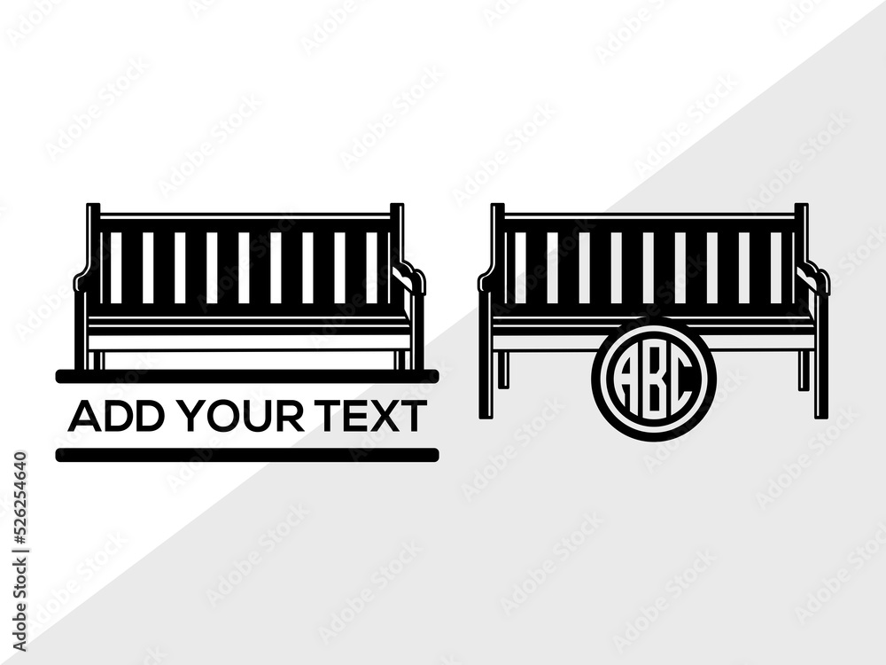 Park Bench Monogram SVG, Bench svg, Wooden Bench Svg, Garden Bench ...
