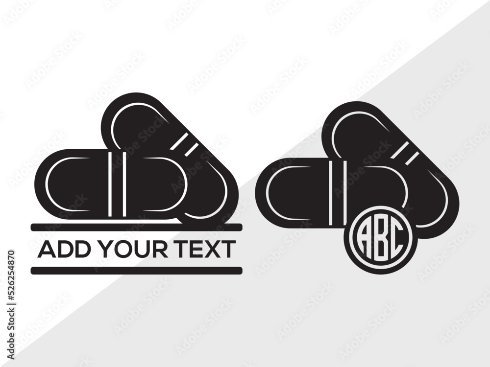 Pill Monogram SVG, Medicine svg, Medicine Capsule Svg, Drug Capsule Svg ...