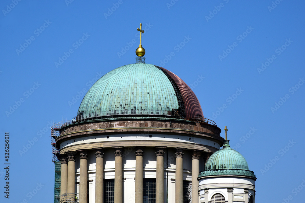 copper plated cupola with green patina. basilica under renovation ...