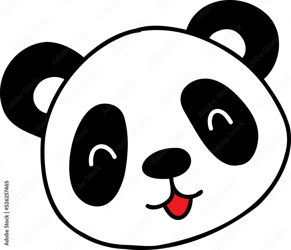 hand drawn panda face illustration on transparent background for ...