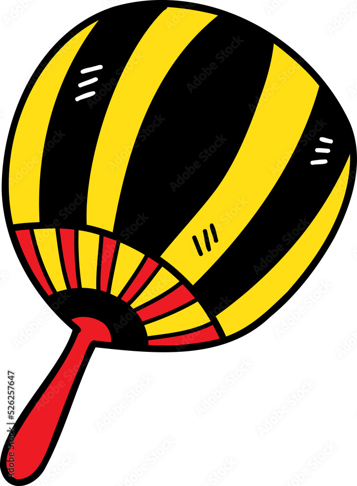 hand drawn red chinese fan illustration on transparent background for ...