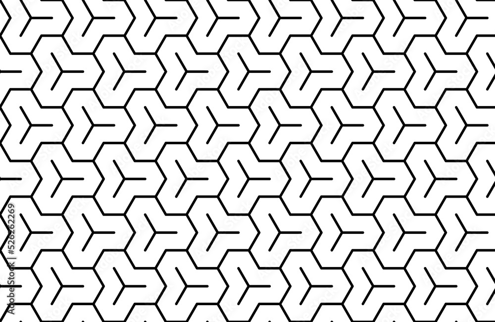 Combined hexagon shapes form a contemporary style repeat pattern in ...