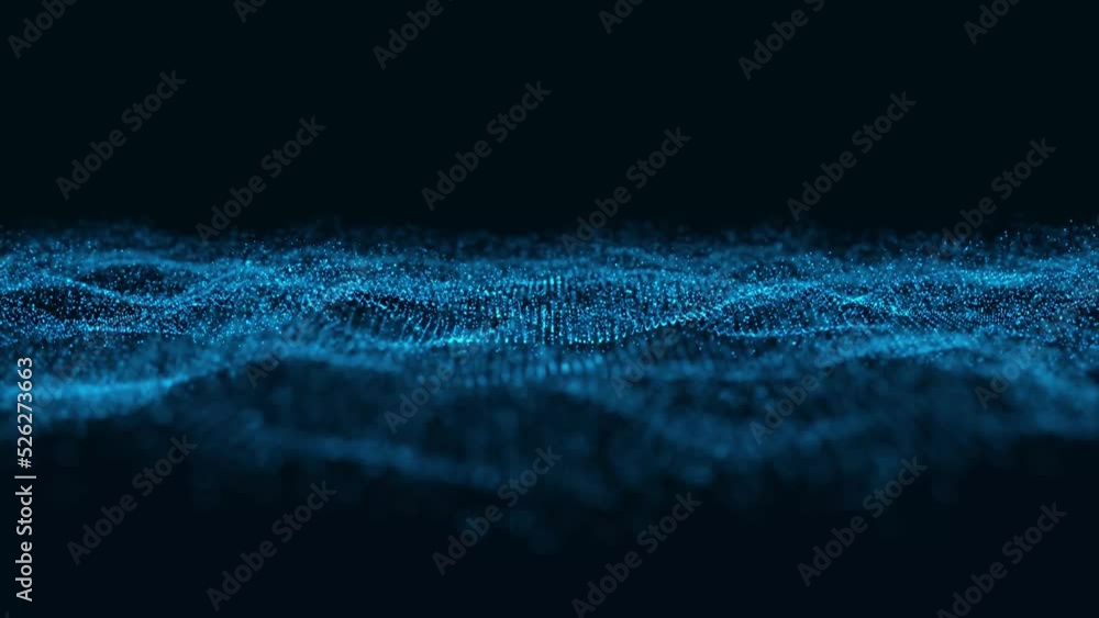 abstract colorful particle wave background animation. Abstract digital particle wave and light ...