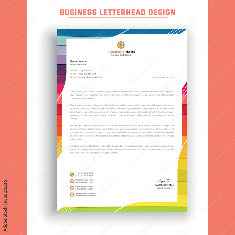 Professional a4 business letterhead design Stock Vector | Adobe Stock