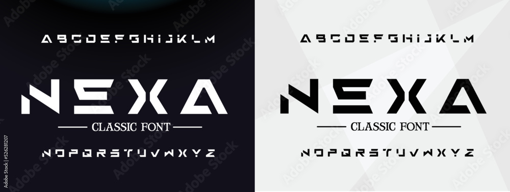 NEXA Sports minimal tech font letter set. Luxury vector typeface for ...