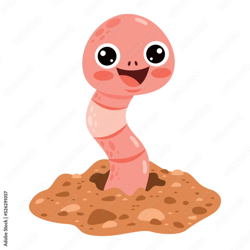 Cartoon Drawing Of A Worm Stock Vector | Adobe Stock