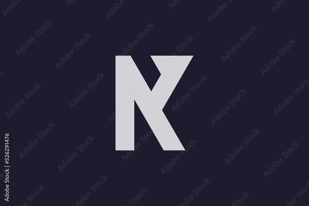NK logo with a minimal design. An icon of a KN letter on a luxury ...