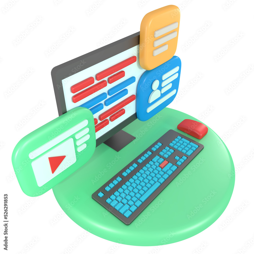 Profile and video display computer coding UI design Stock Illustration ...