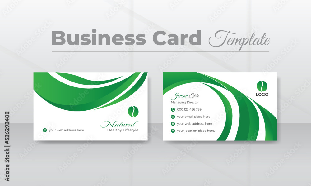 Business card visit template with logo concept design. Nature leaves ...