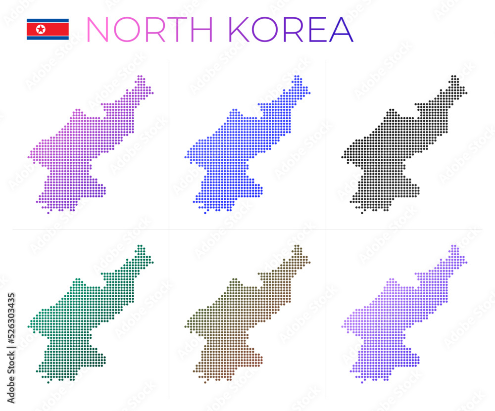Vetor de North Korea dotted map set. Map of North Korea in dotted style ...