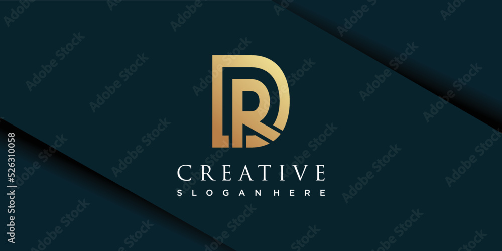 letter D R logo design with gold gradient Stock Vector | Adobe Stock